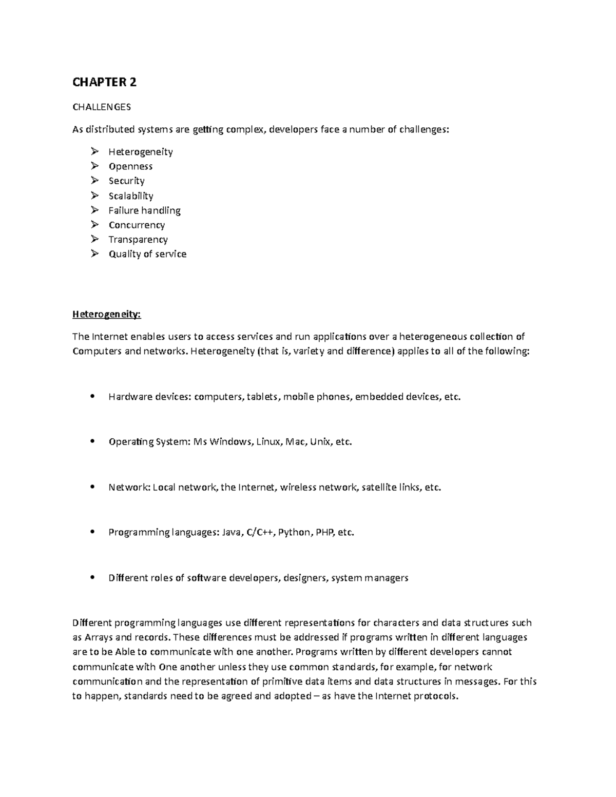 Chapter 2 challenges - CHAPTER 2 CHALLENGES As distributed systems are ...
