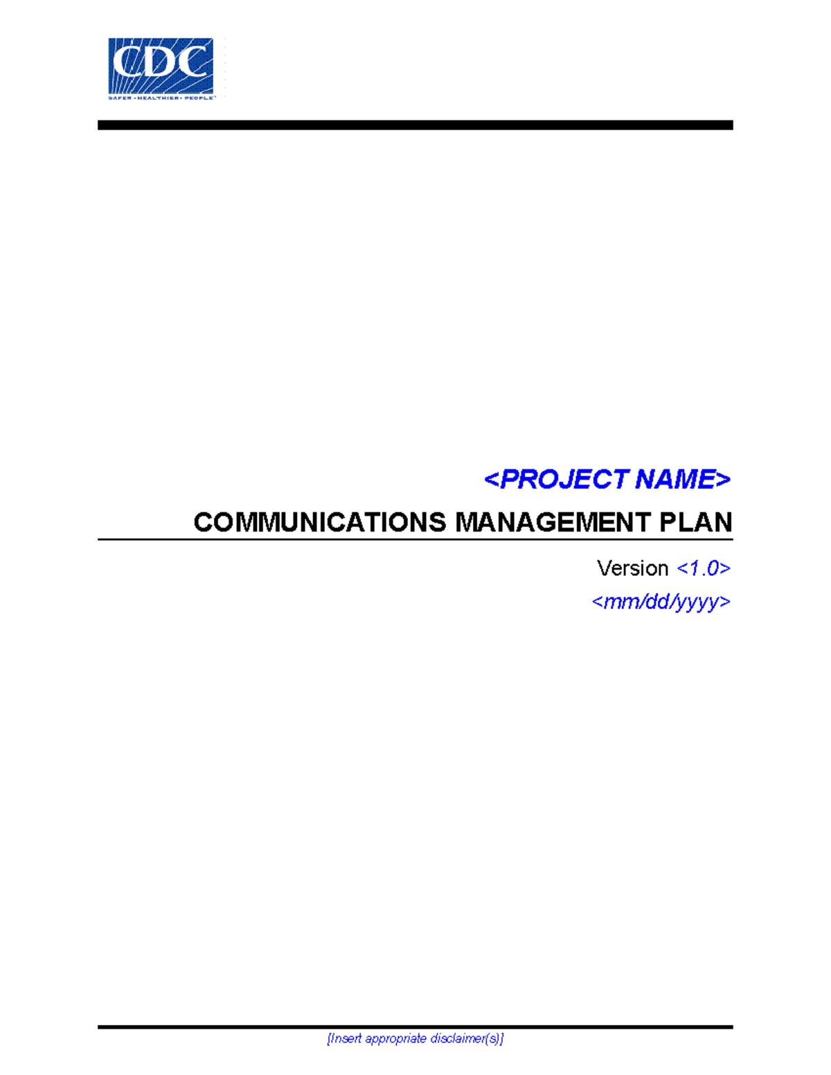 CDC UP Communications Management Plan Template - COMMUNICATIONS ...