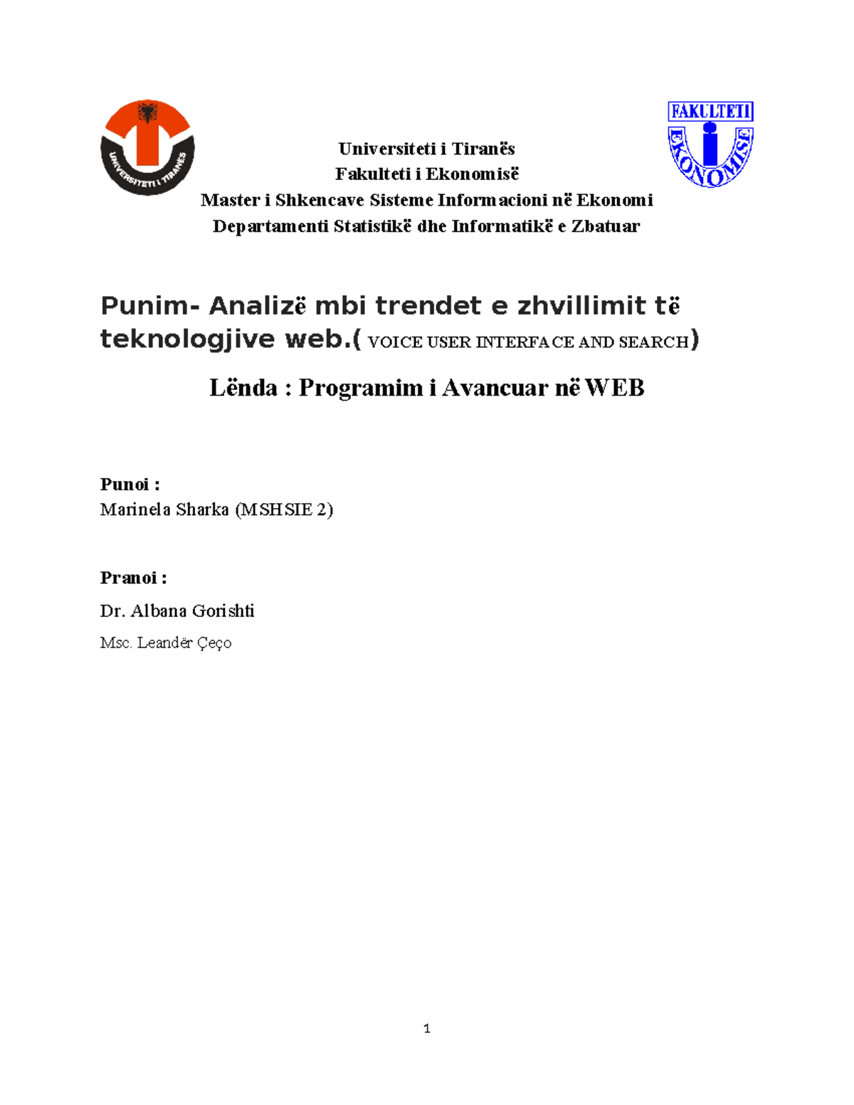 Marinela Sharka Mshsie Programim i avancuar ne web - Universiteti i ...