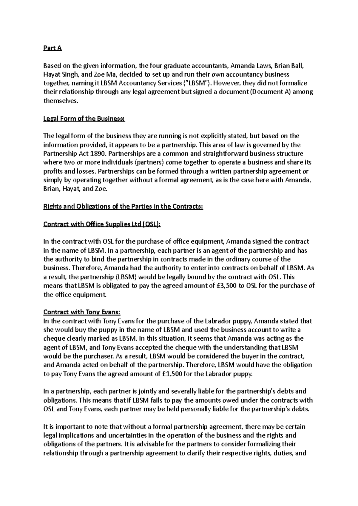 Business law exam answer - BUS205 - QMUL - Studocu