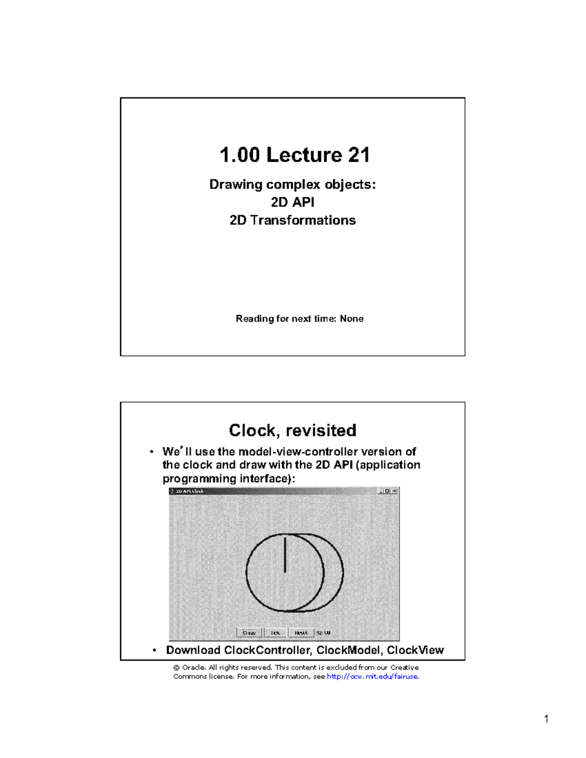 2D API, 2D Transformations - 1 Lecture 21 Drawing complex objects: 2D ...