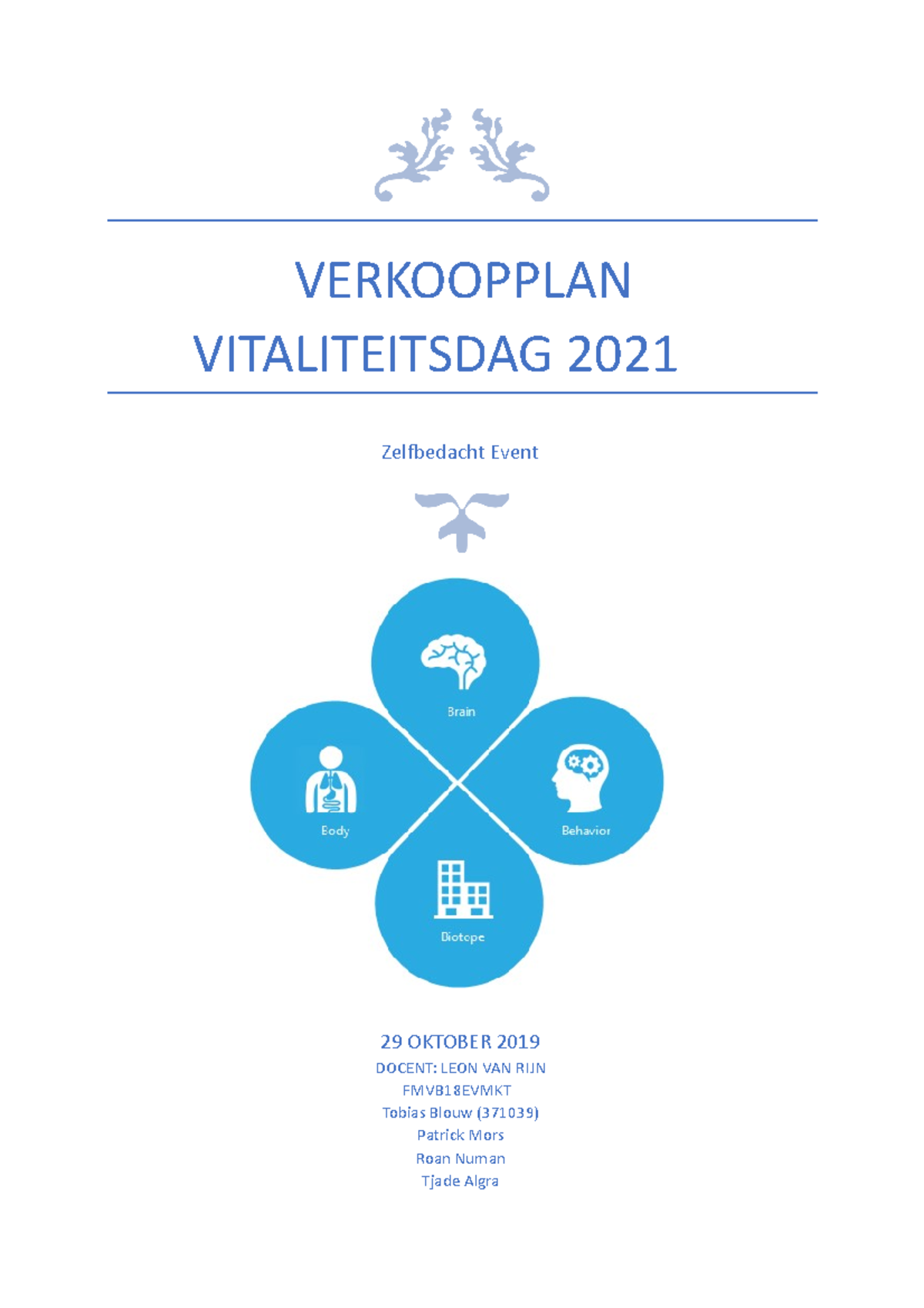 Verkoopplan Vitaliteitsdag 2022 - VERKOOPPLAN VITALITEITSDAG 2021 ...