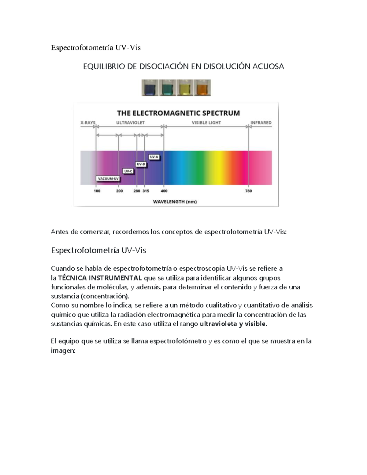 Espectrofotometría UV resumen para todos - Espectrofotometría UV-Vis ...