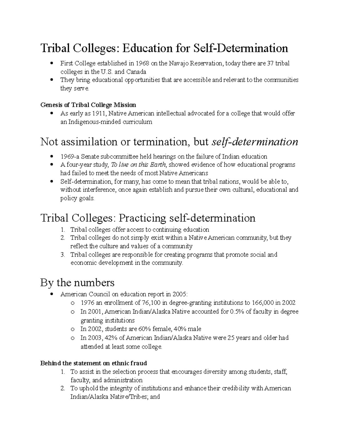 Notes 11-13-2018 - Tribal Colleges: Education for Self-Determination ...