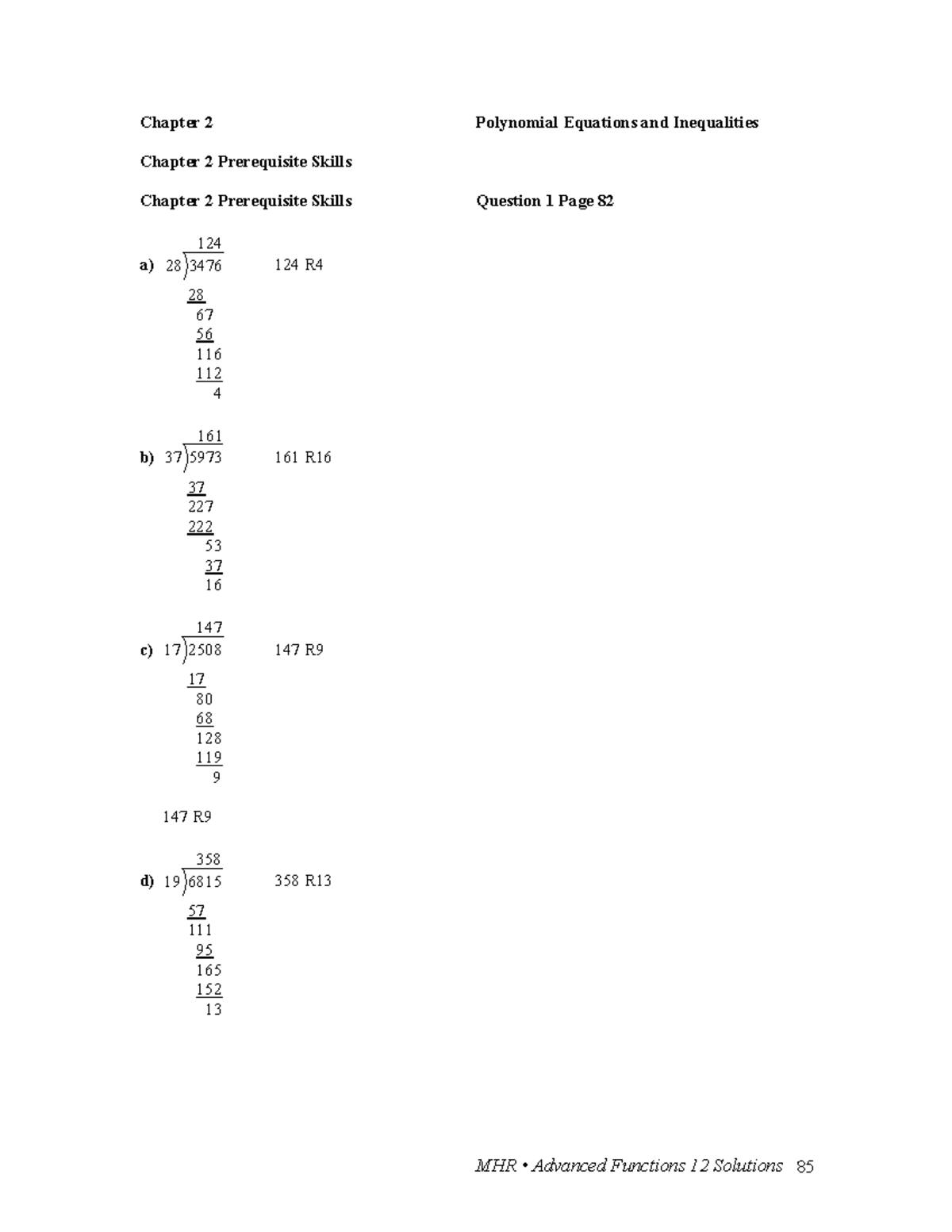 AF12 Chapter 2 Solutions - Chapter 2 Polynomial Equations and ...