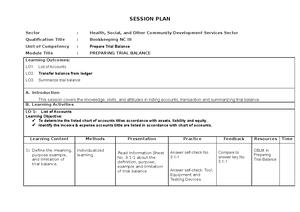 364507429 Session Plan LO1 Bookkeeping NC III - HOW TO USE THIS ...