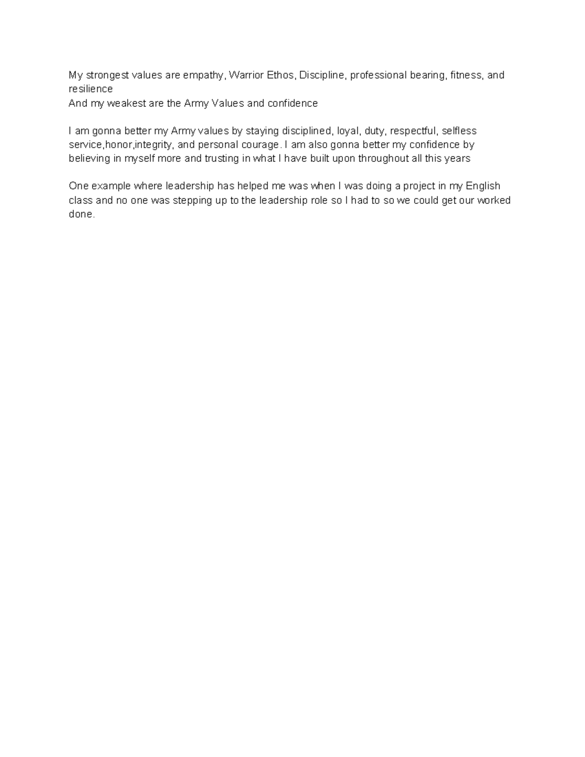 Performance test - ewewe - My strongest values are empathy, Warrior ...
