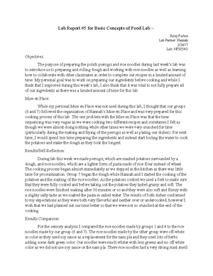 Lab Report 3 - Basic Concepts of Foods Lab - Lab Report #3 for Basic ...