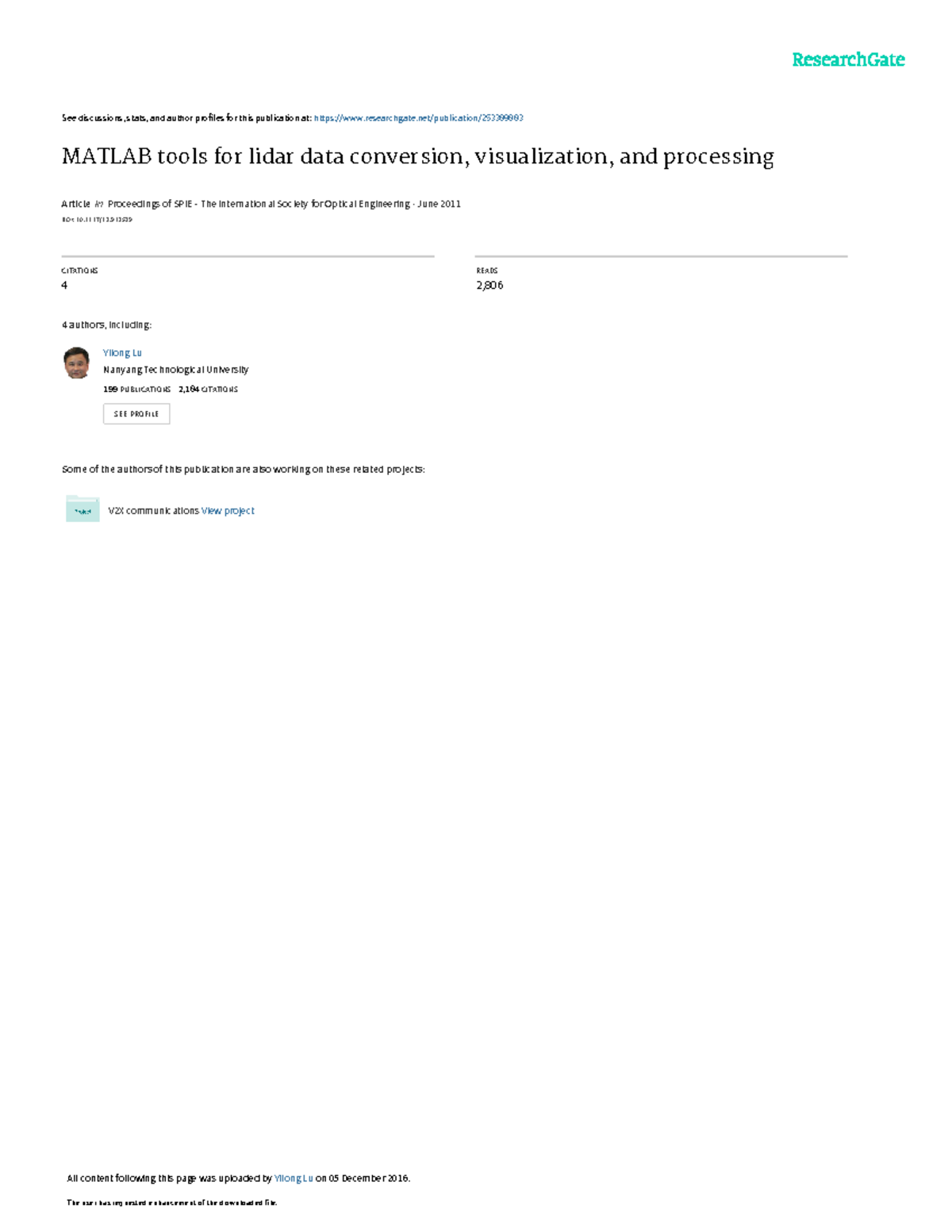 Matlab Tools For Lidar Data Conversion Visualization And Processing