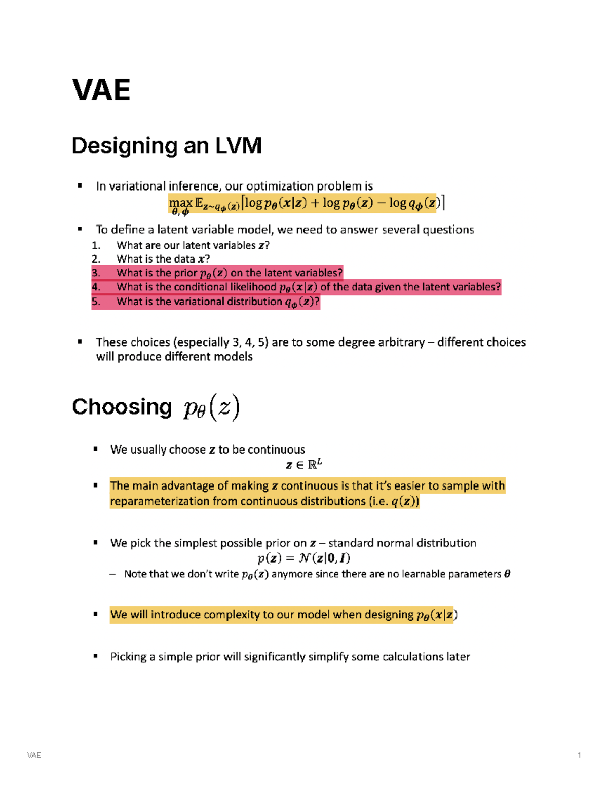 VAE - VAE notes - VAE Designing an LVM In variational inference, our ...