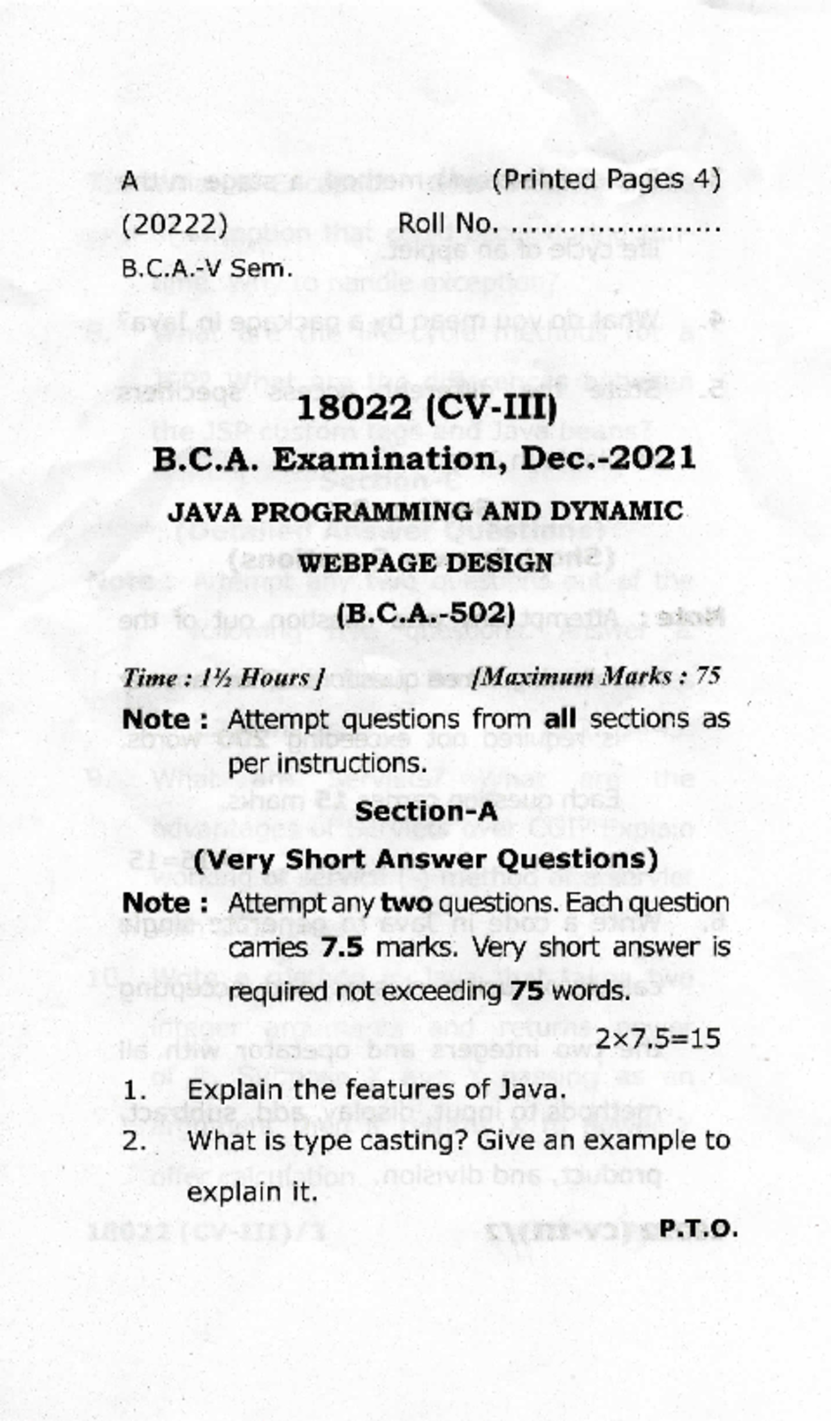 Dec 2021 - last years question paper - A (20222) B.C.-V Sem. (Printed ...
