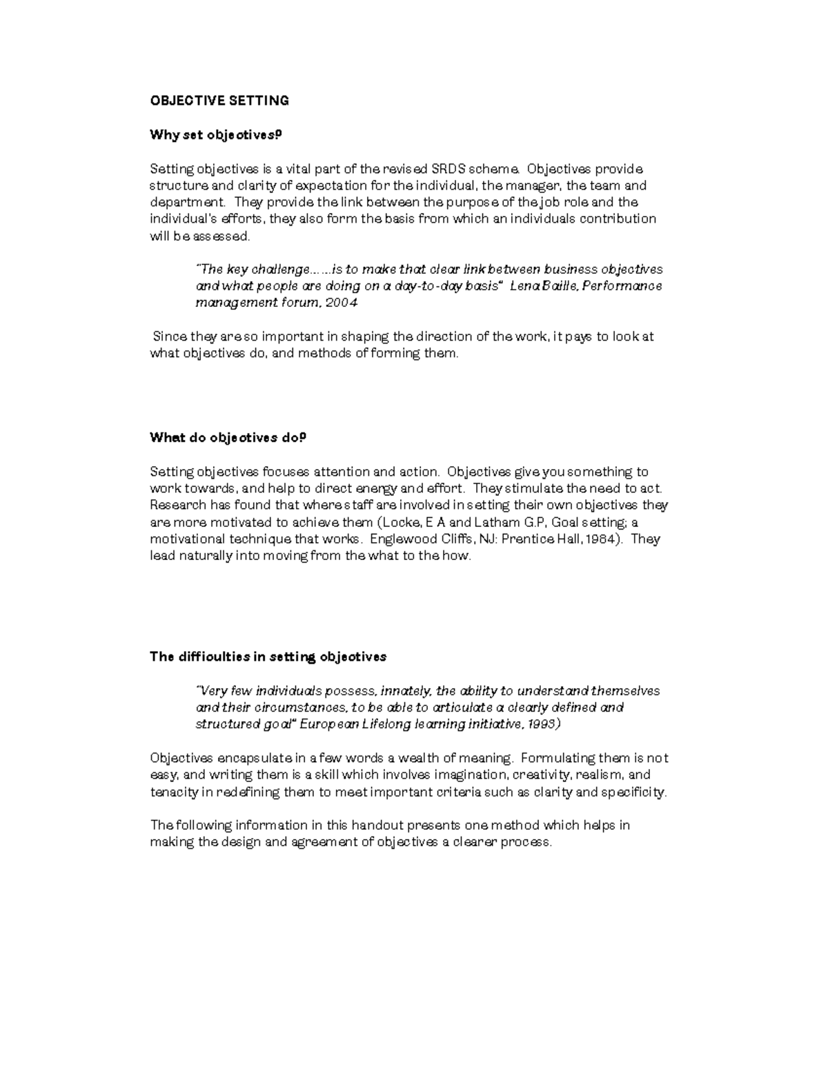 Objectives - OBJECTIVE SETTING Why set objectives? Setting objectives ...