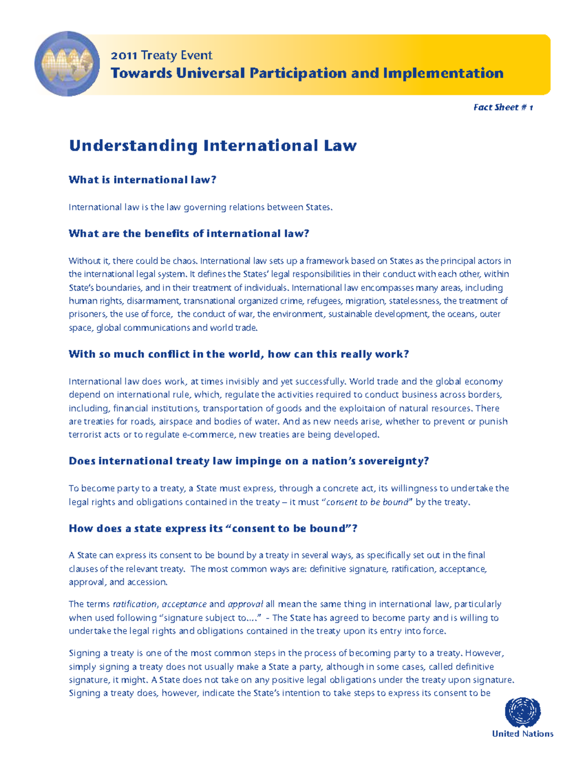 Summaries about legal studies - 2011 Treaty Event Towards Universal ...