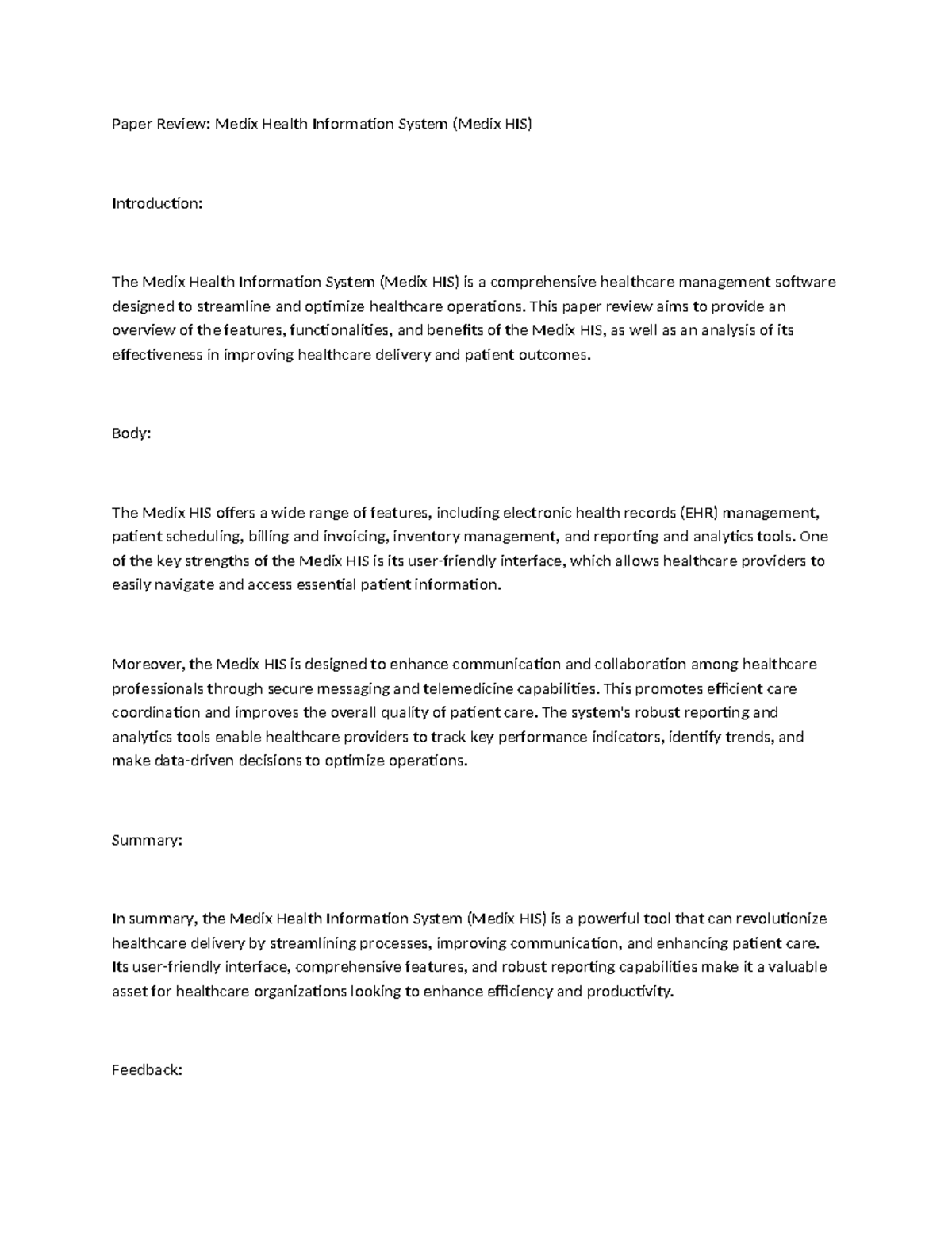 Paper Review M-WPS Office - Paper Review: Medix Health Information ...
