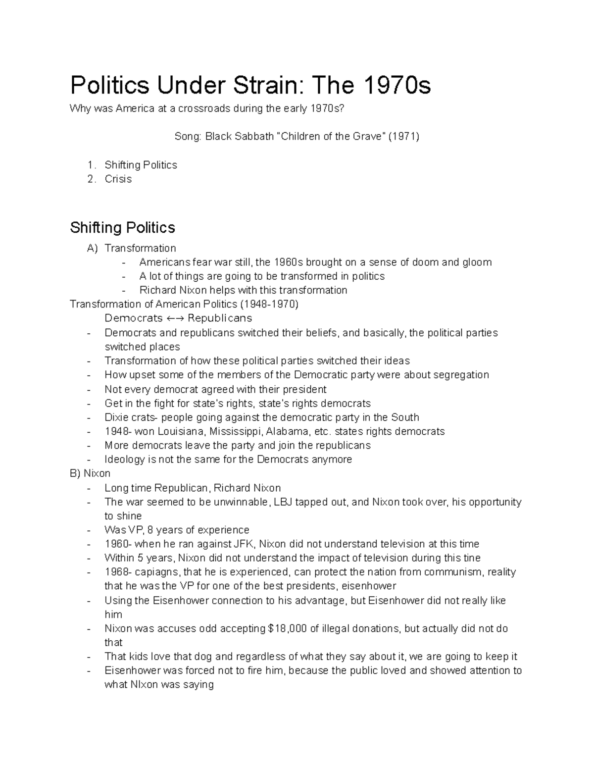 Politics Under Strain, The 1970s, President Nixon, Watergate Scandal ...