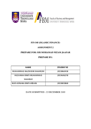 [FIN546] Individual Assignment - FACULTY OF BUSINESS AND MANAGEMENT ...