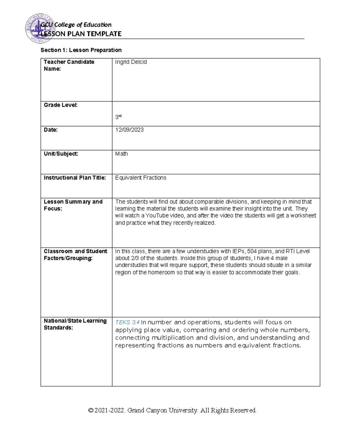 Coe-lesson-plan-template (1)) - LESSON PLAN TEMPLATE Section 1: Lesson ...