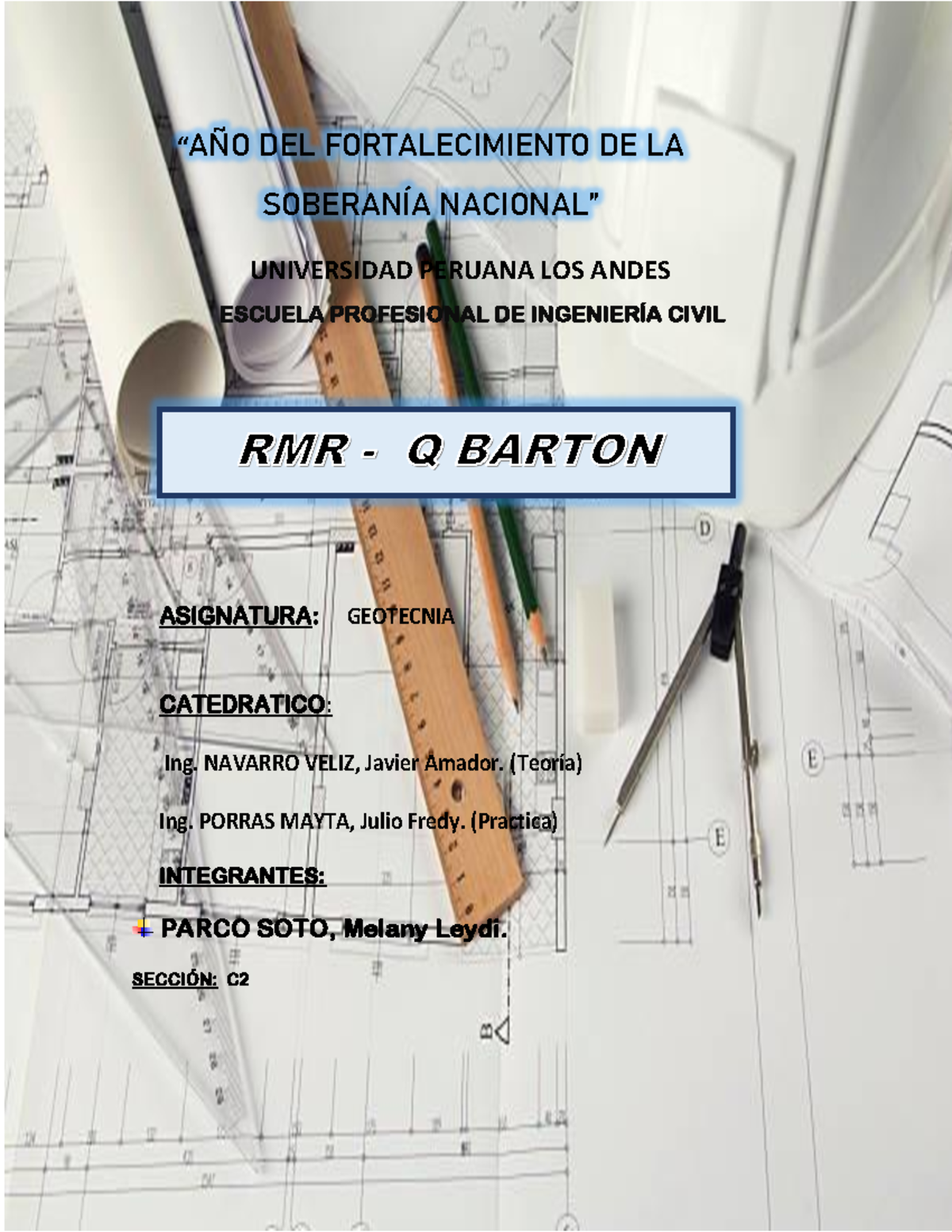 Ejercicios RMR - Q DE Barton - Geotécnia - Parco SOTO Melany - C2 ...