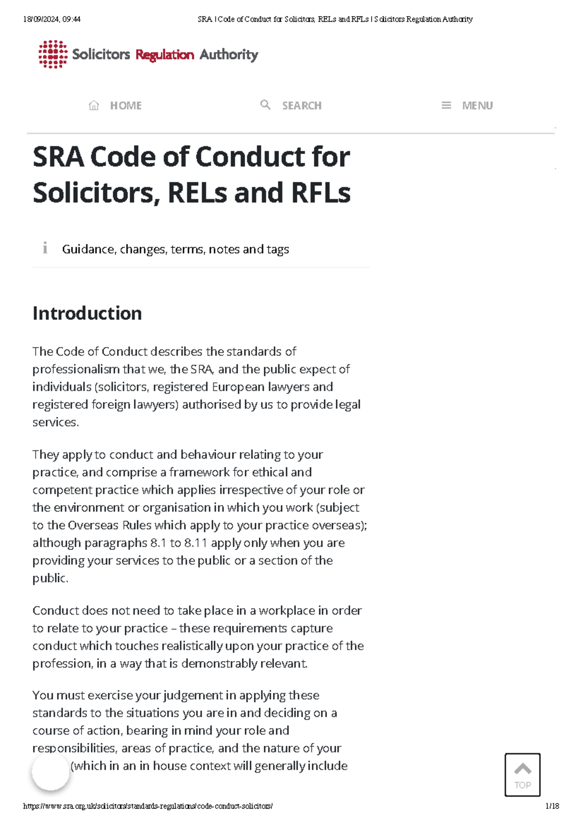 SRA Code of Conduct for Solicitors, RELs and RFLs Solicitors Regulation ...