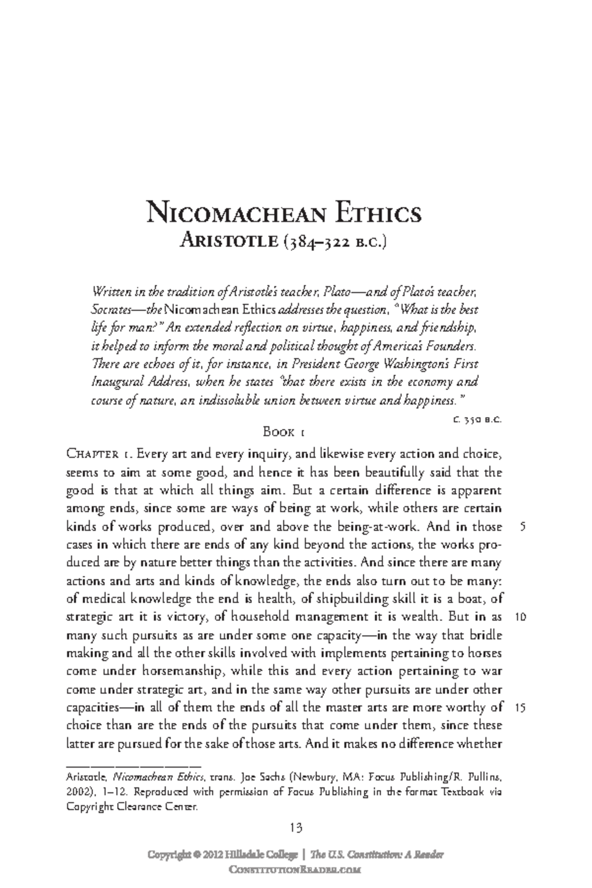 Nicomachean ethics aristotle - NICOMACHEAN ETHICS 13 Written in the ...