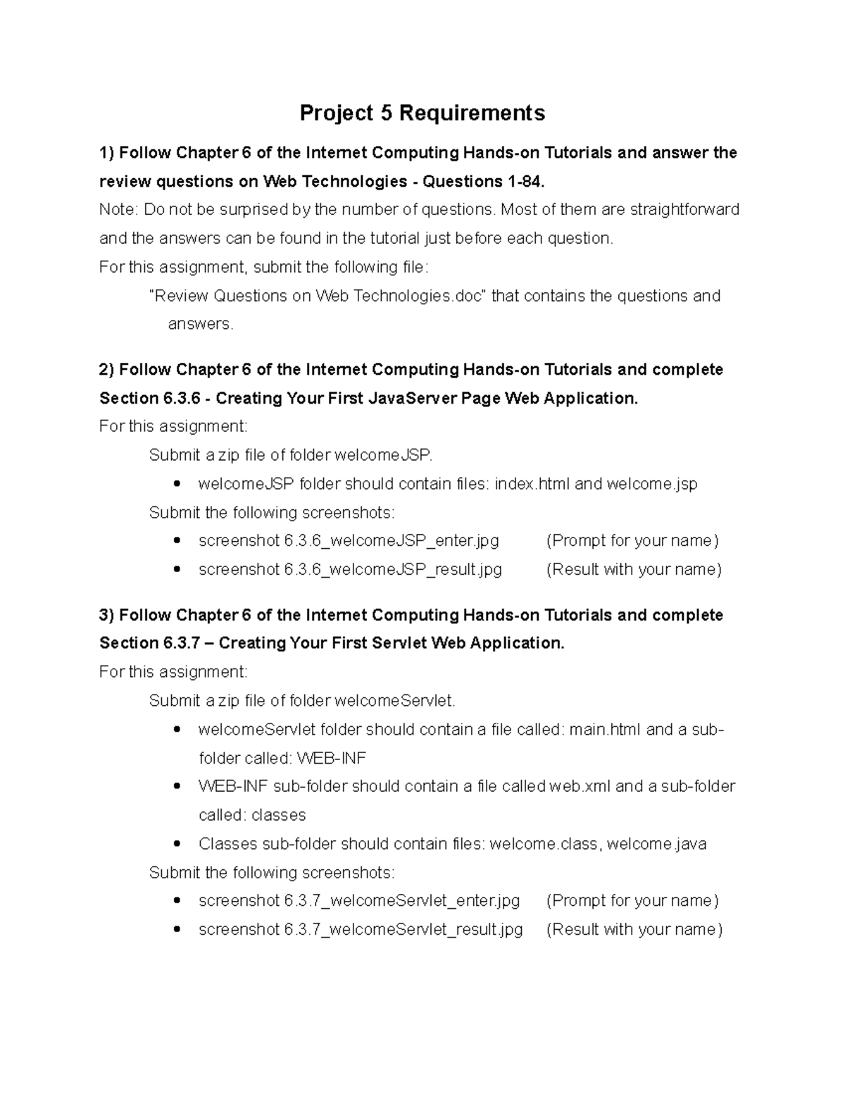 Project 5 Requirements - Project 5 Requirements Follow Chapter 6 of the ...