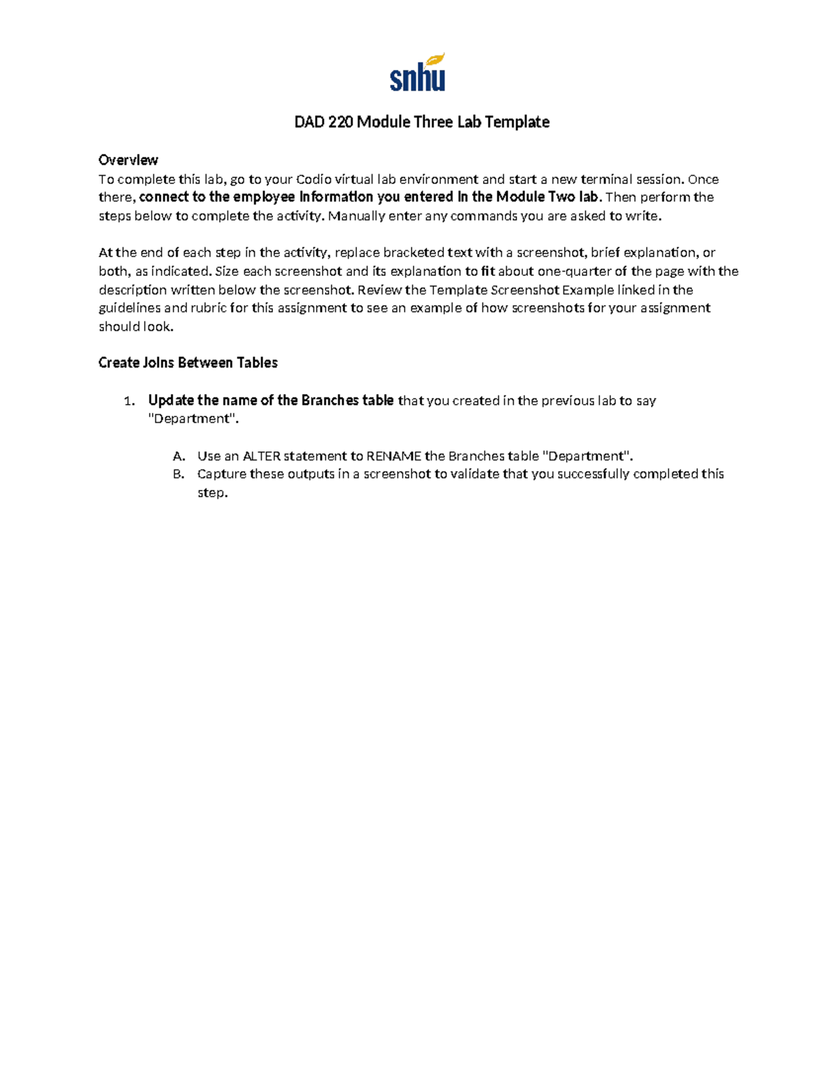 DAD 220 3-2 Table Join Lab Diggs - DAD 220 Module Three Lab Template ...
