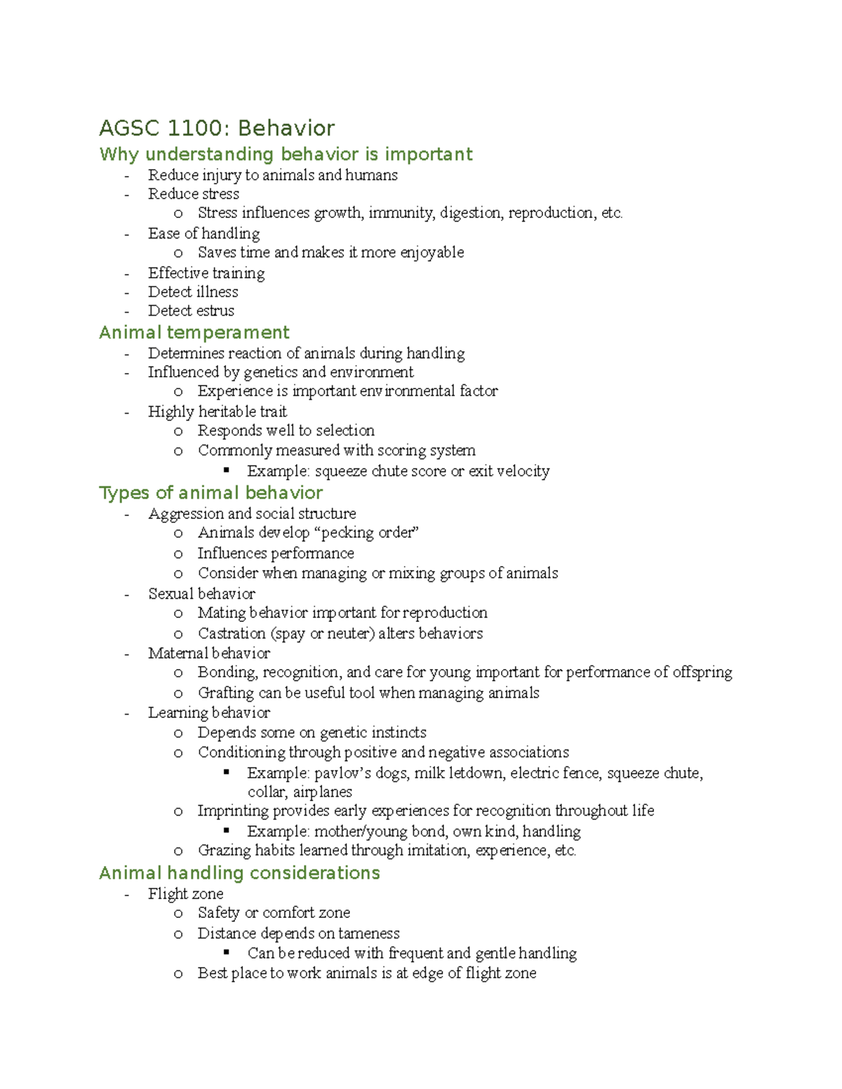 AGSC 1100: Behavior - AGSC 1100: Behavior Why understanding behavior is ...