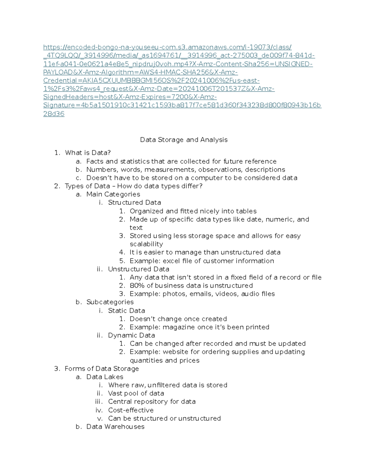 ACC315 Data Storage and Analysis Outline Jodi Rolls - - Studocu