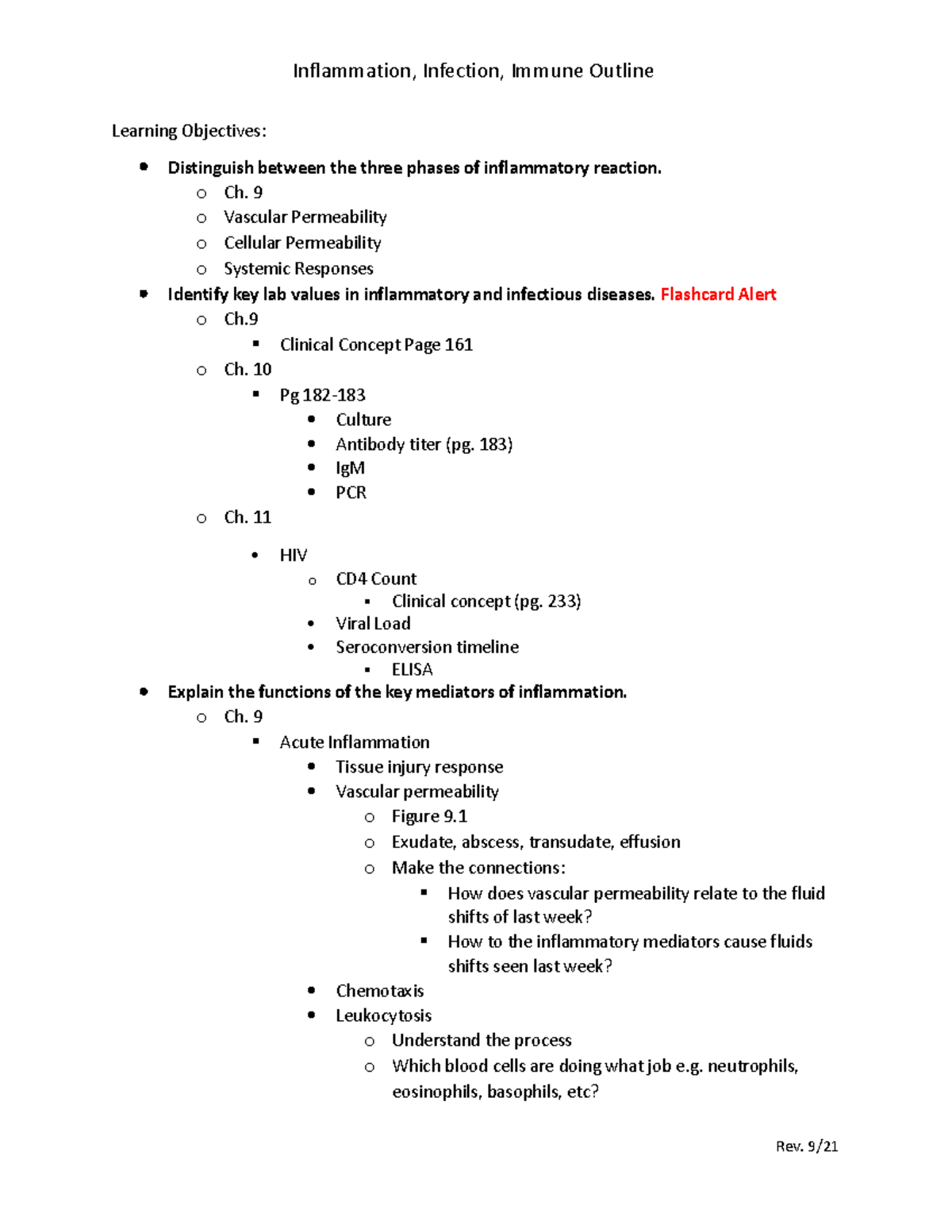 Inflammation Outline - Learning Objectives: Distinguish between the ...