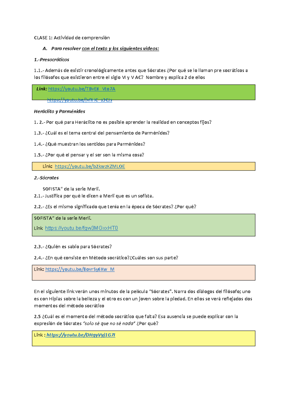 Actividad de comprension clase 1 - CLASE 1: Actividad de comprensión A ...