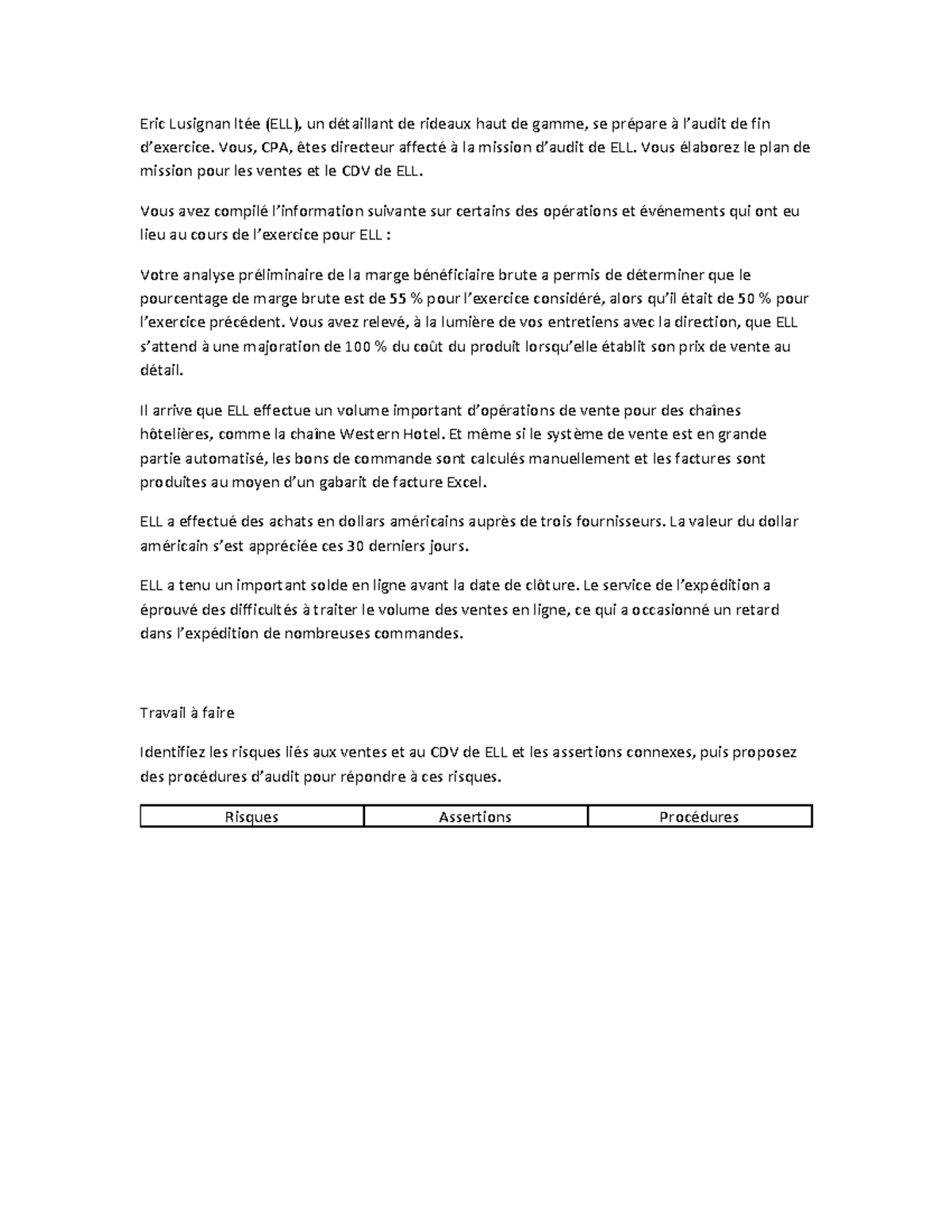 exercice complementaire sur les ventes 2021/2022 - Eric Lusignan ltée ...