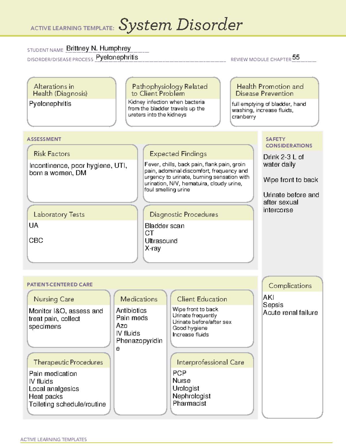 Temp 7 - Med Surg ATI - ACTIVE LEARNING TEMPLATES System Disorder ...
