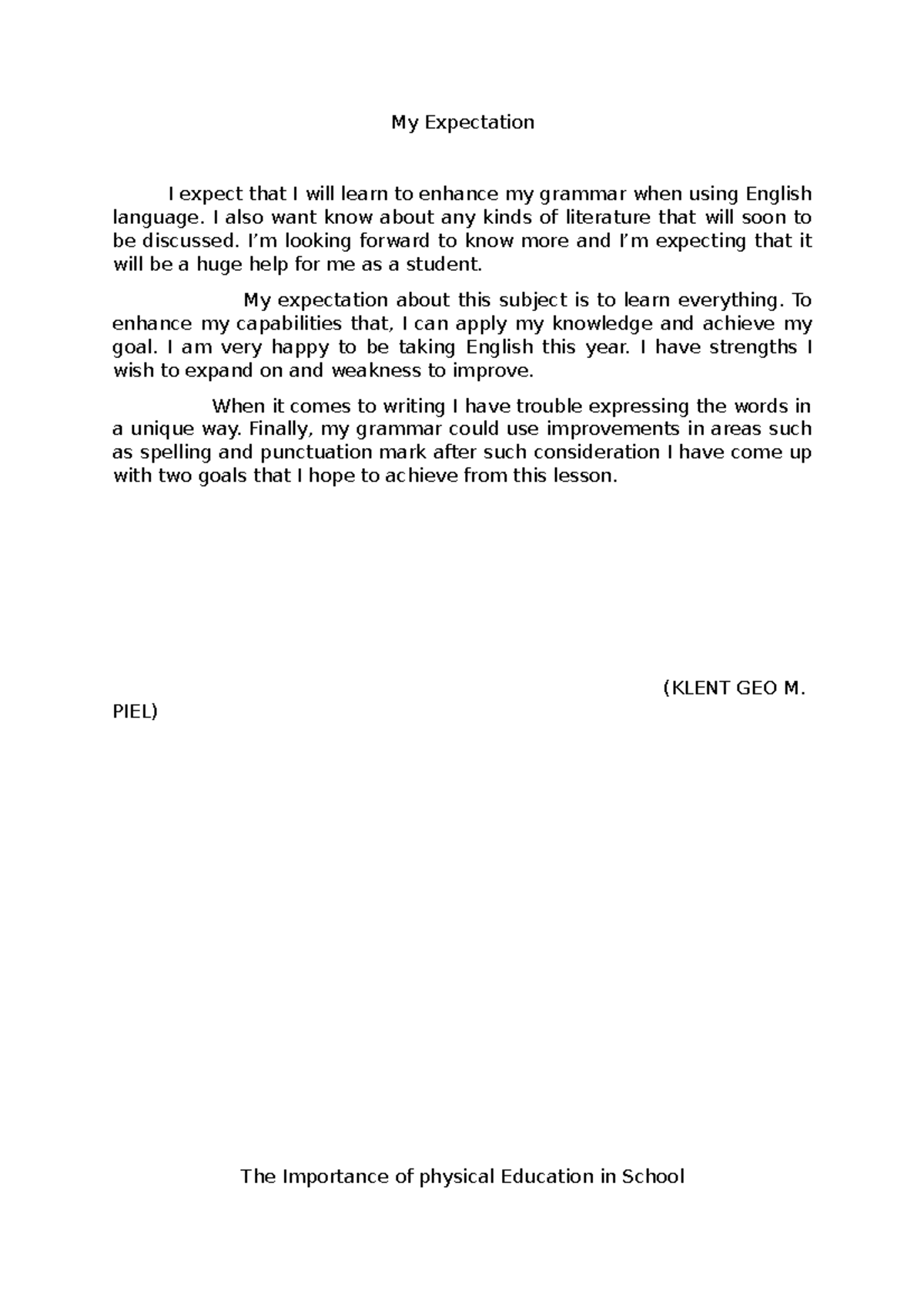 Klent Geo Piel - this document is a summative paper for your guide - My ...