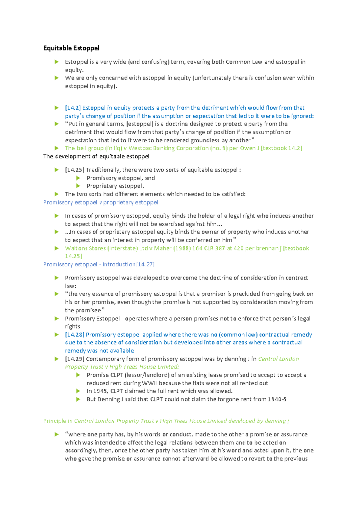 Equitable esstopel - Equitable Estoppel Estoppel is a very wide (and ...