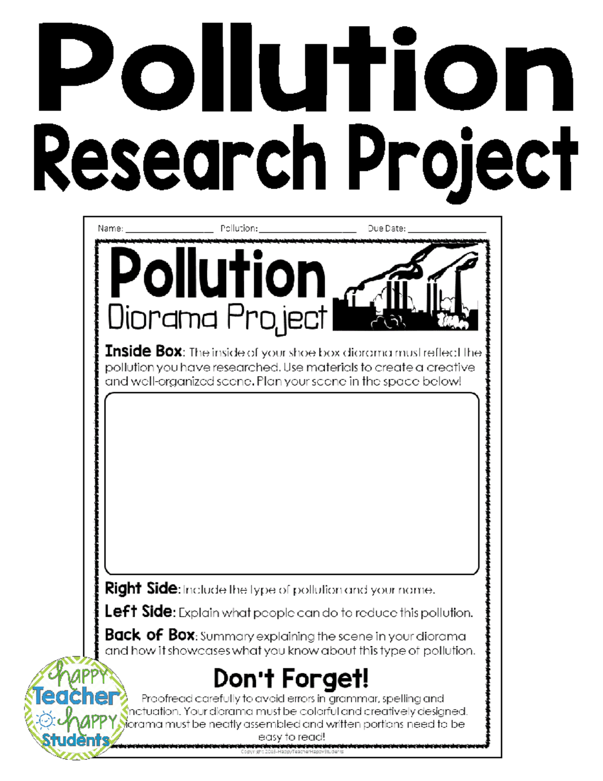 Pollution Research Project Pollution Research Activity Diorama-1 ...