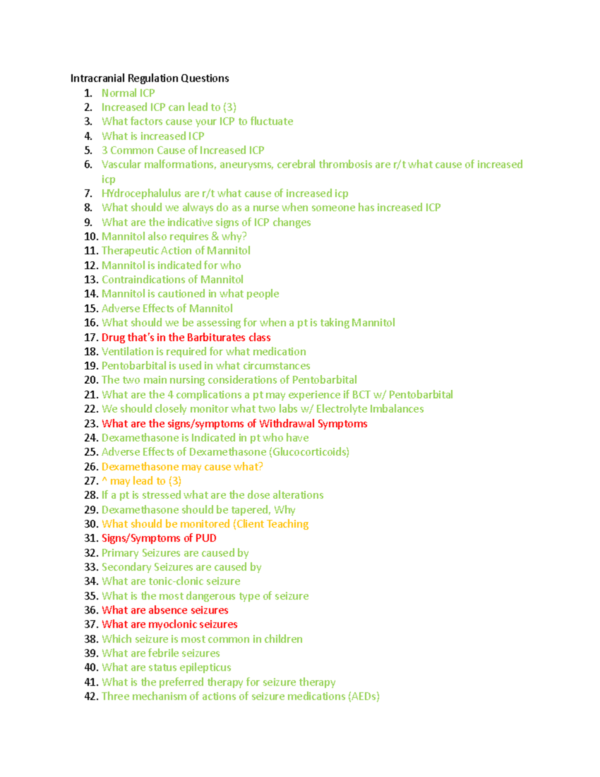 Intracranial Regulation Questions - Normal ICP 2. Increased ICP can ...