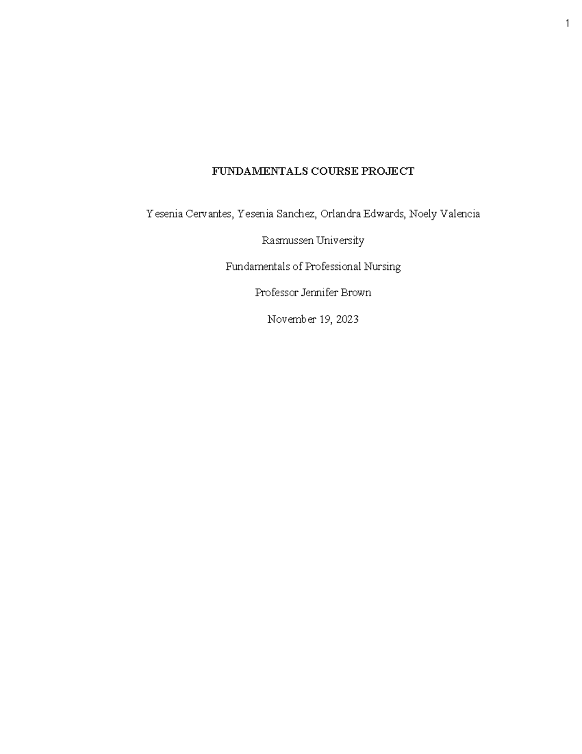 Course Project Part 2 11192023 - FUNDAMENTALS COURSE PROJECT Yesenia ...