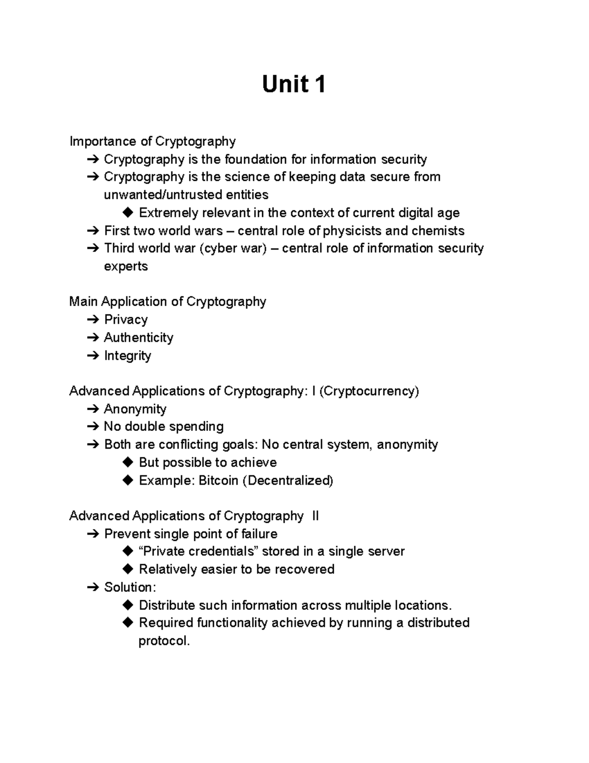 FIS Unit1 - Unit 1 Importance of Cryptography Cryptography is the foundation for information ...
