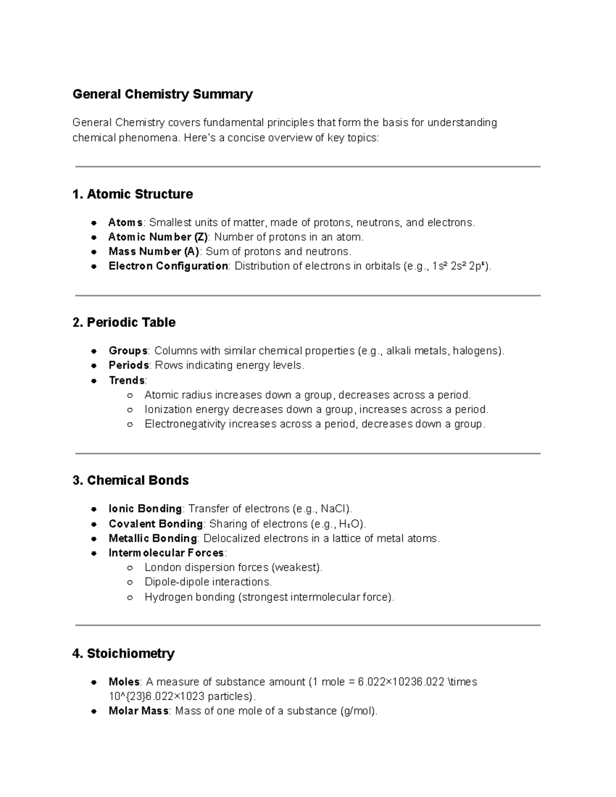 General Chem - summary - General Chemistry Summary General Chemistry ...