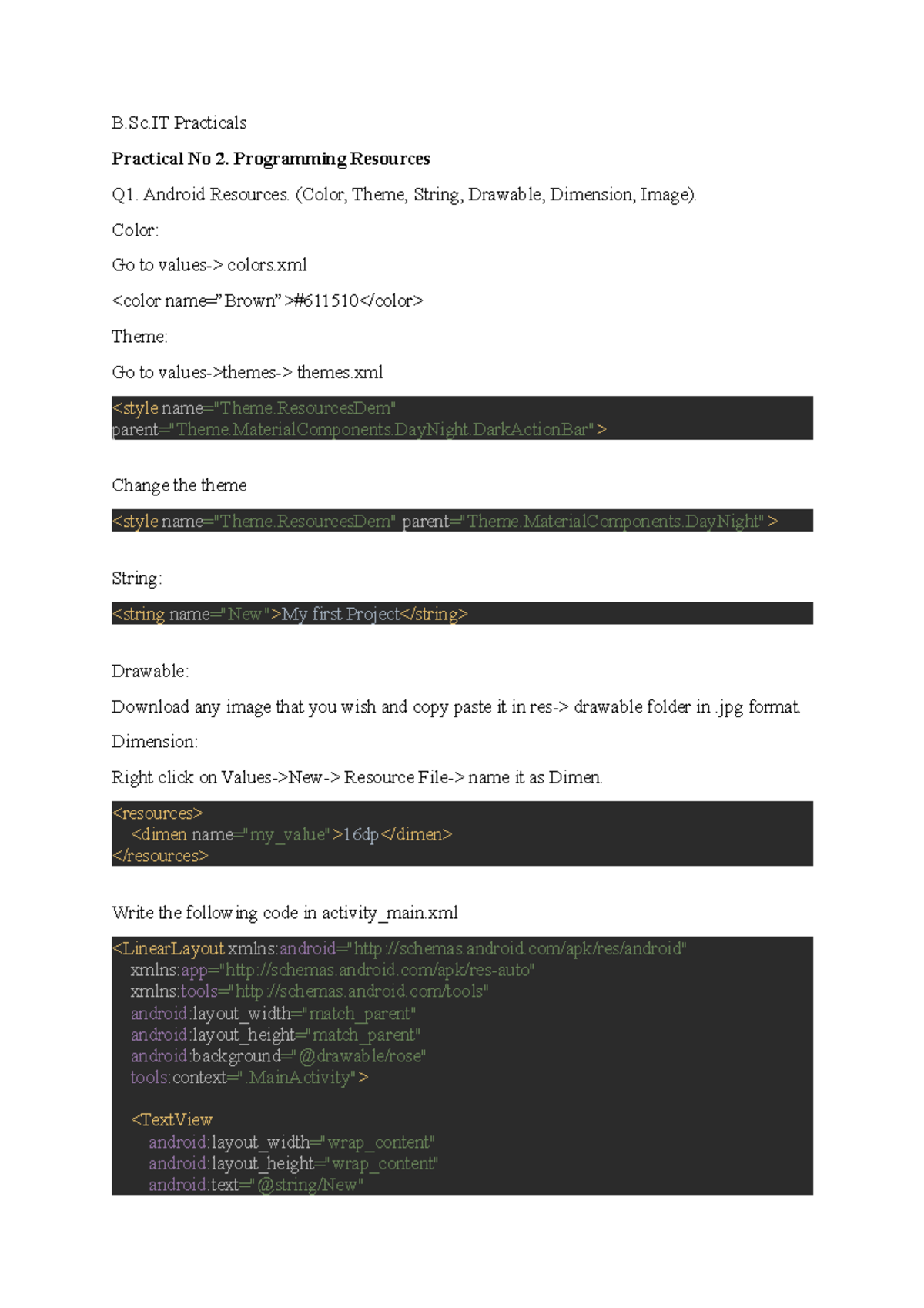 android development Manual - B.Sc Practicals Practical No 2 ...
