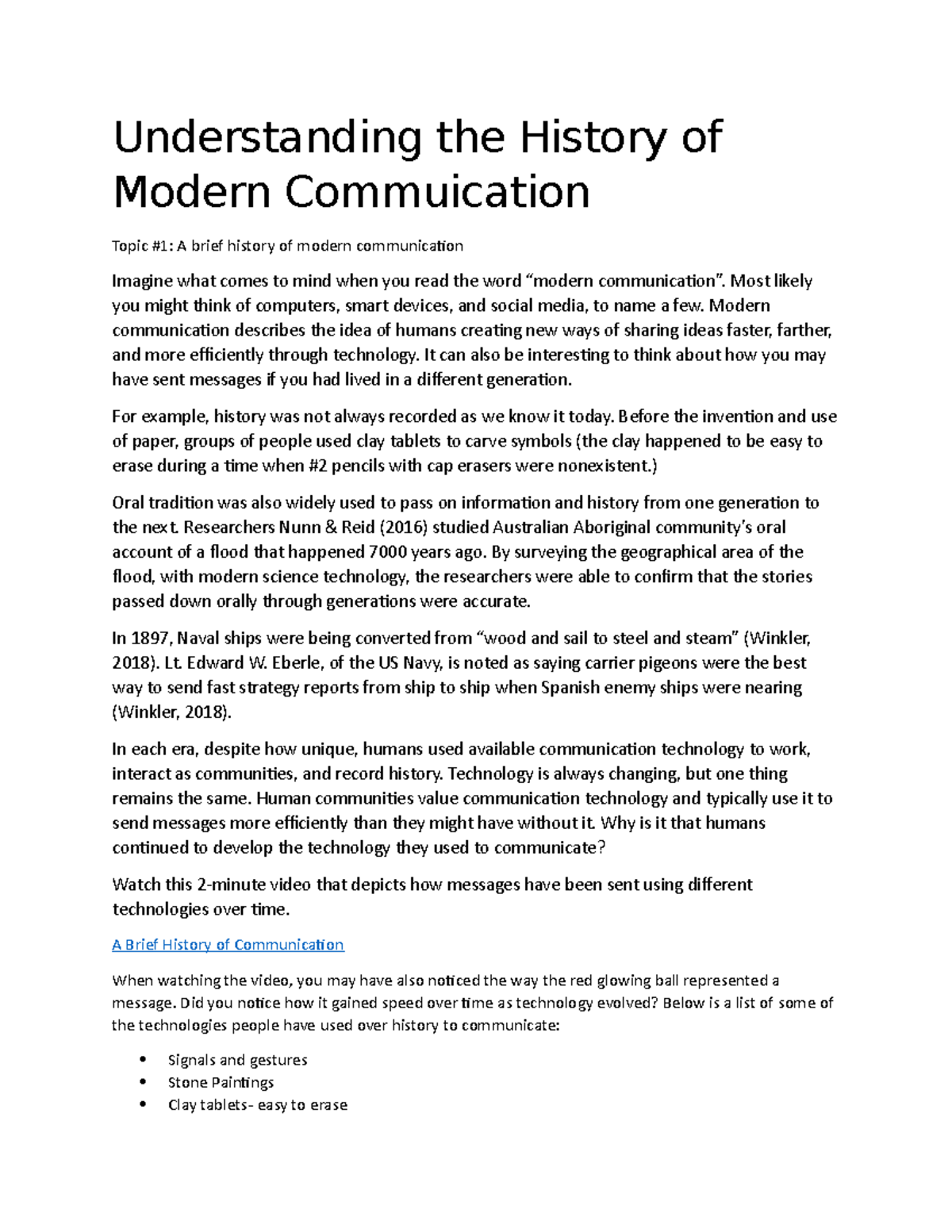 Understanding the History of Modern Commuication - Understanding the ...