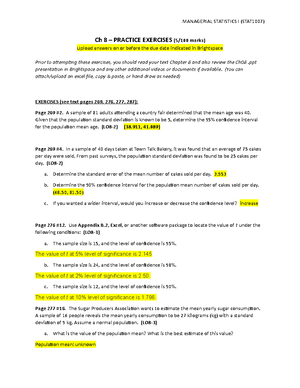 Ch 4 - Practice Exercises - MANAGERIAL STATISTICS I (STAT1007) Ch 4 – PRACTICE EXERCISES (5/100 ...