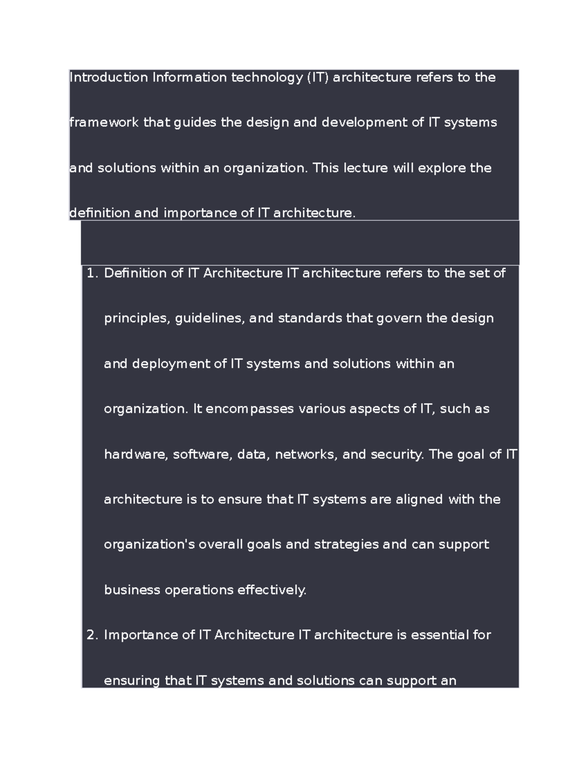 Introduction Information technology 3 - This lecture will explore the ...