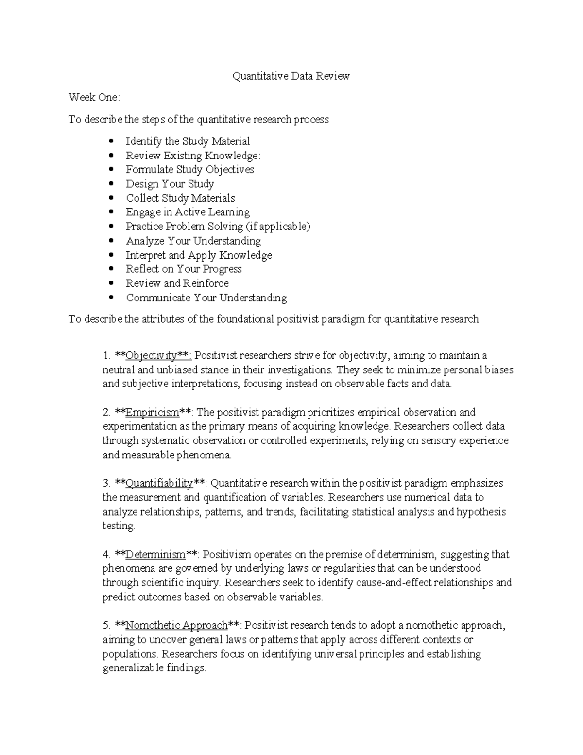 Quantitative Data Review - They seek to minimize personal biases and ...
