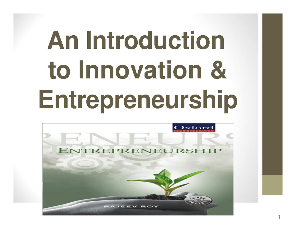 Intro to Entrepreneurship - An Introduction to Innovation ...