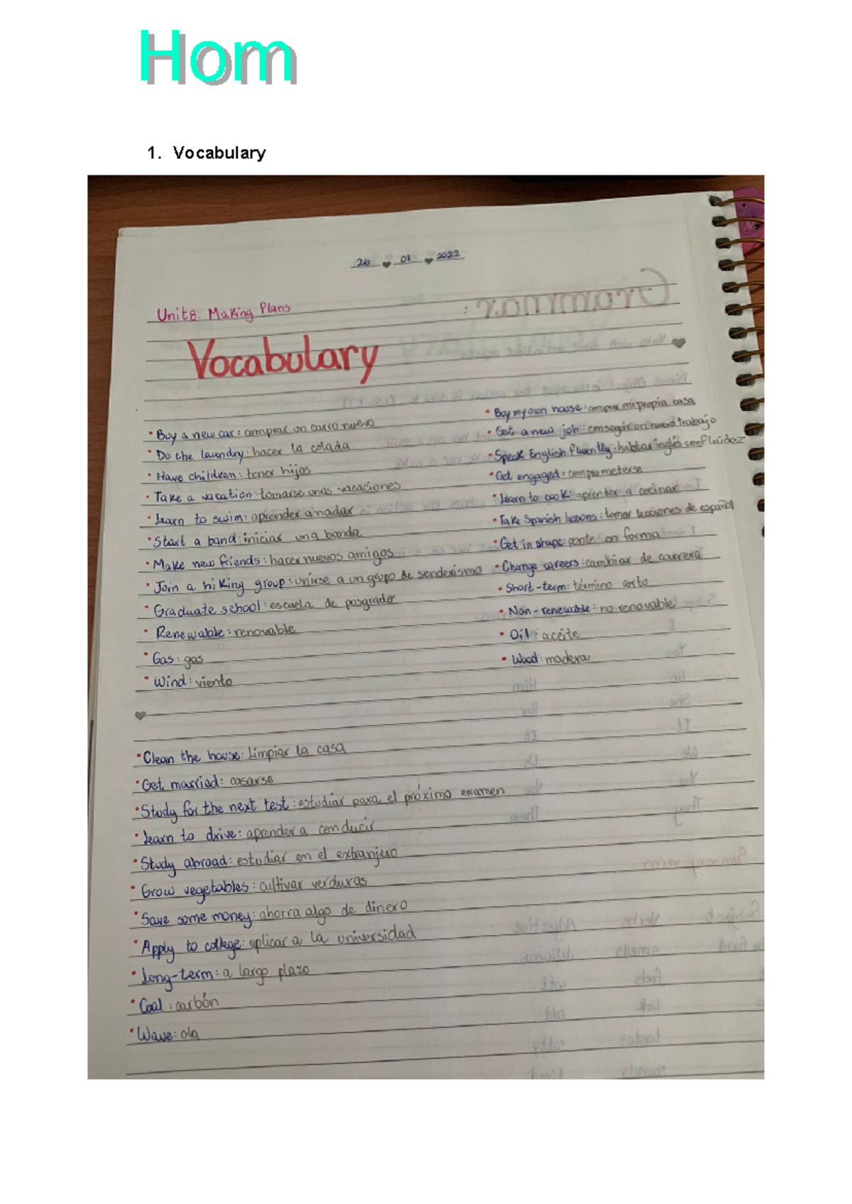 Homework UNIT 8 - UNIT 8 - Vocabulary Hom ewor Hom ewor Student Book a ...
