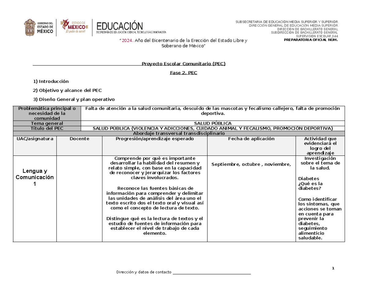 Formato PEC- NEM - SUBSECRETARIA DE EDUCACION MEDIA SUPERIOR Y SUPERIOR ...