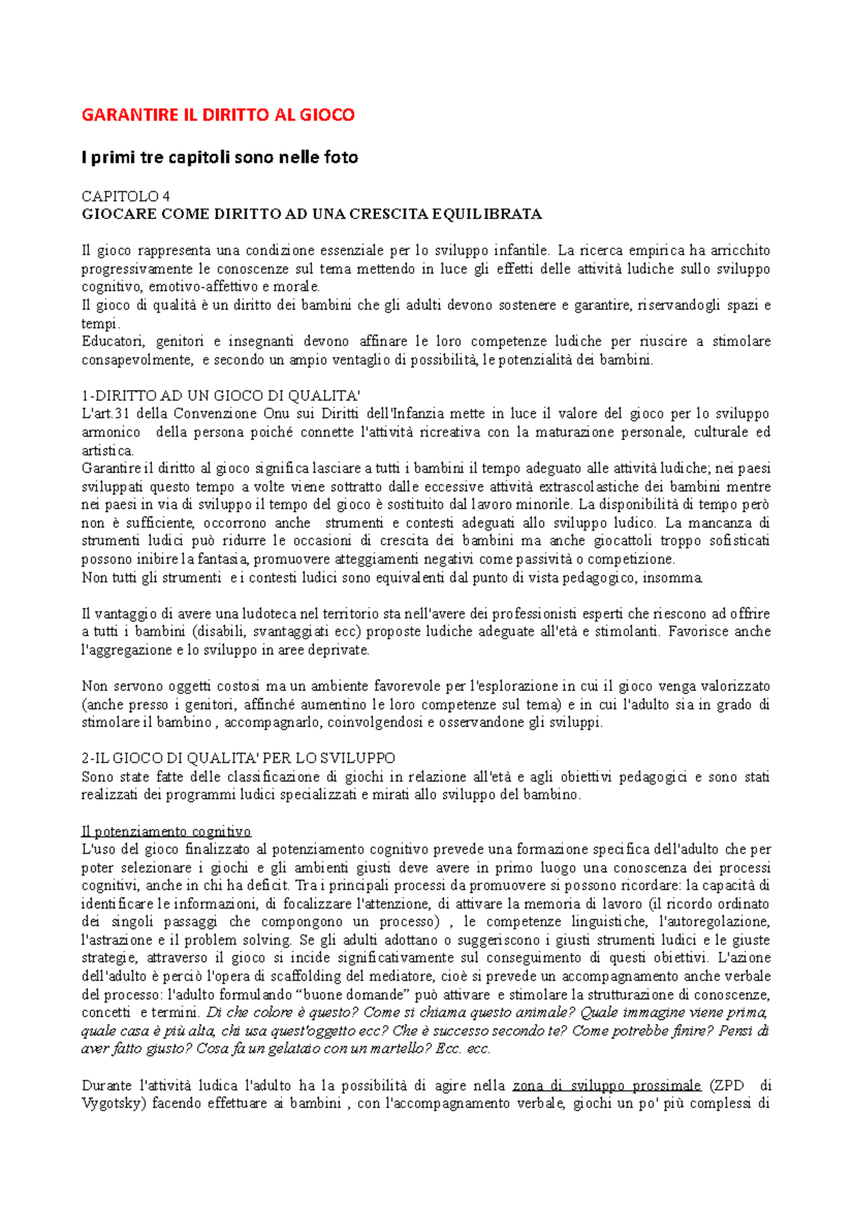 Garantire IL Diritto AL Gioco - Scienze della formazione primaria ...