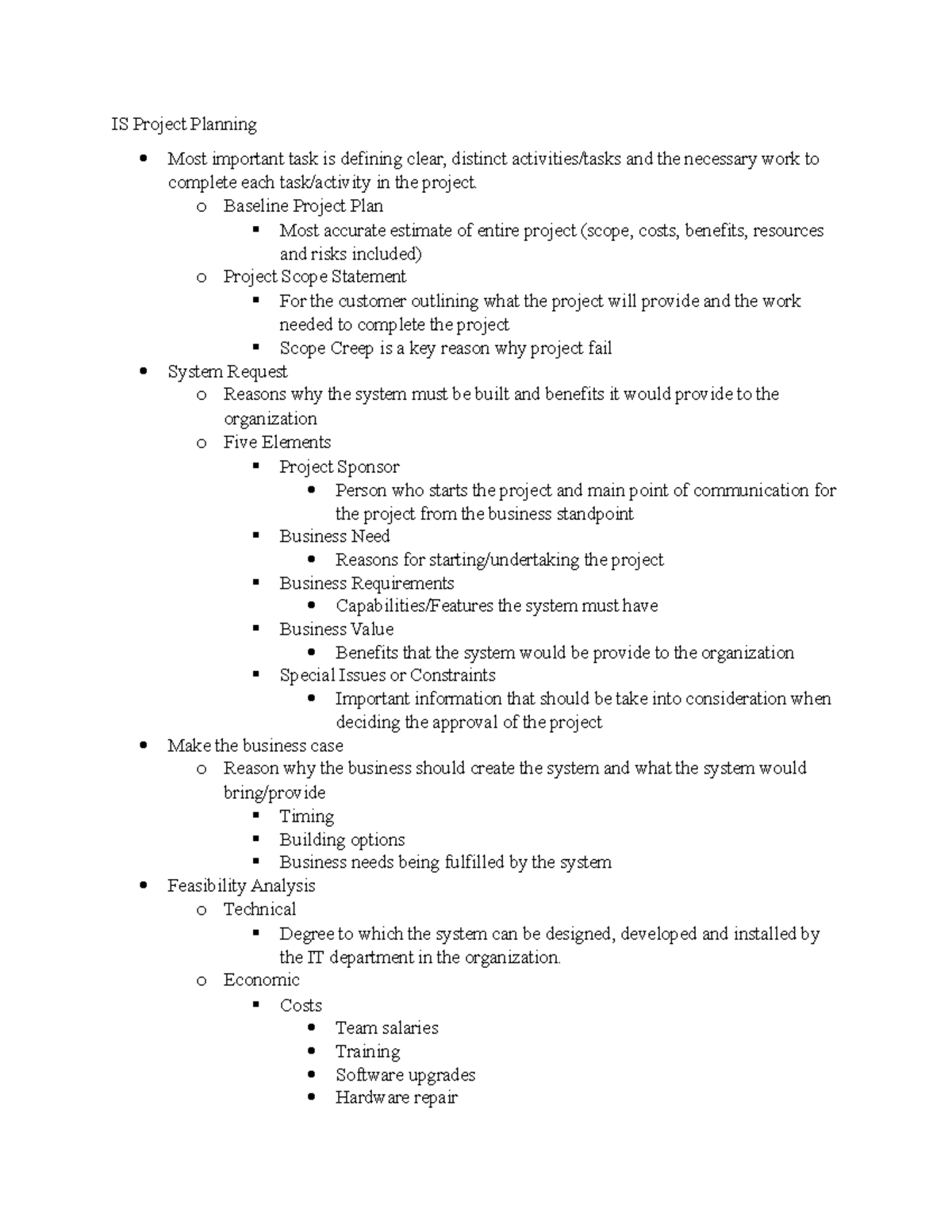 Lecture 2 - IS Project Planning - IS Project Planning Most important ...