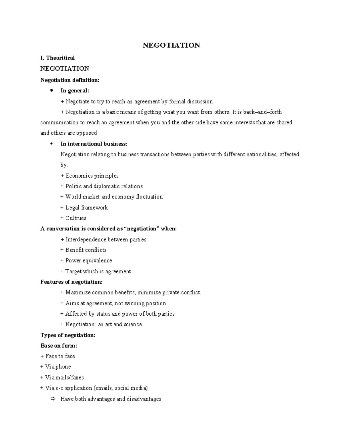 Negotiation - NEGO - NEGOTIATION I. Theoritical NEGOTIATION Negotiation definition: In general ...